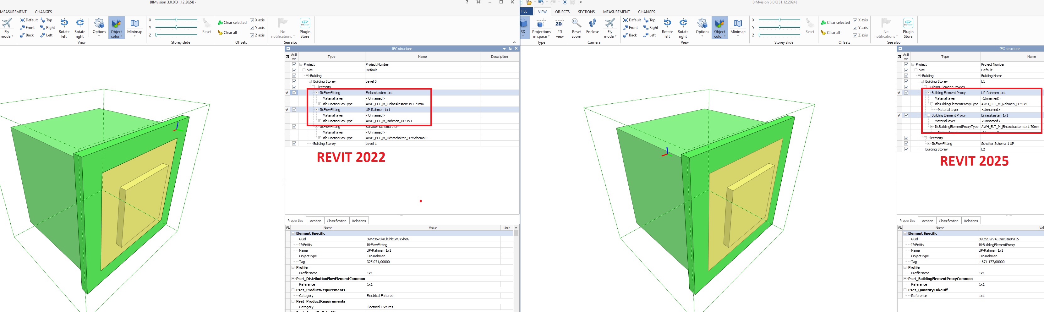 일부 내포된 전기 설비 패밀리가 Revit에서 IFC를 내보내는 IfcBuildingElementProxy가 됨