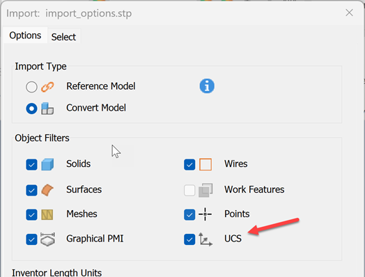 Set default import option for the BKS import for STEP files in Inventor