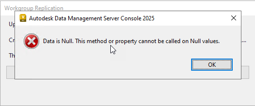 Data Is Null This Method Or Property Cannot Be Called On Null Values When Trying To Enable
