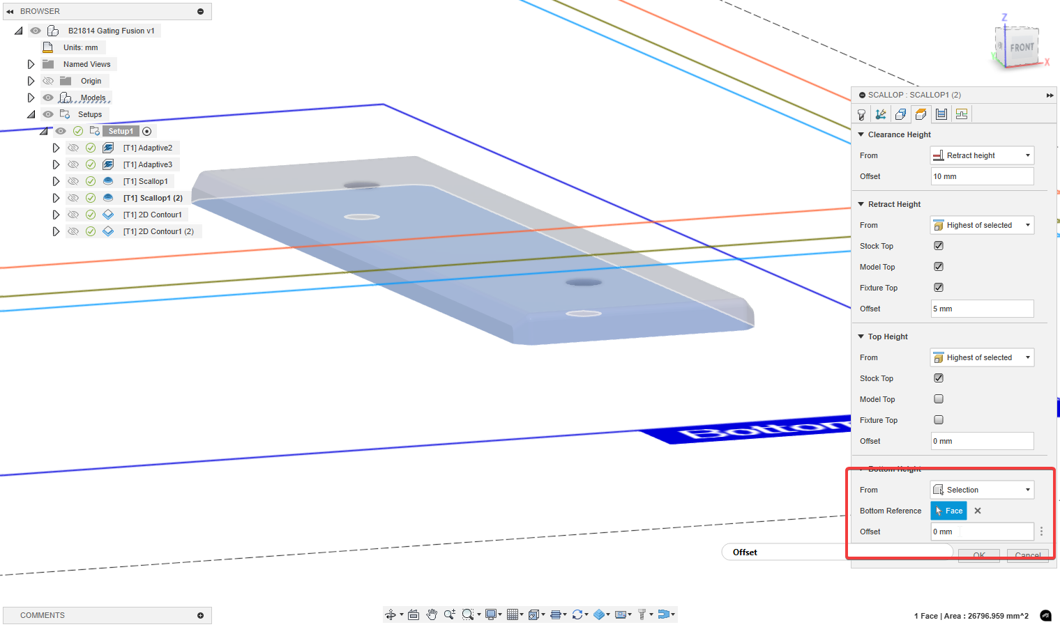Scallop toolpath drops over edge in Fusion