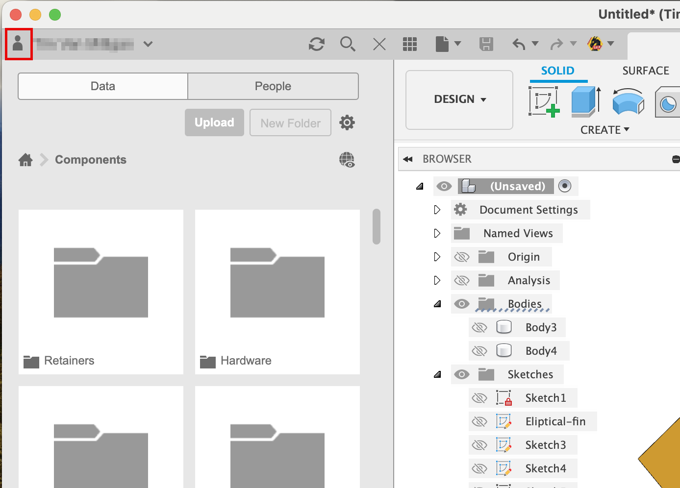 Design is showing gray lock icon and unable to save in Autodesk Fusion