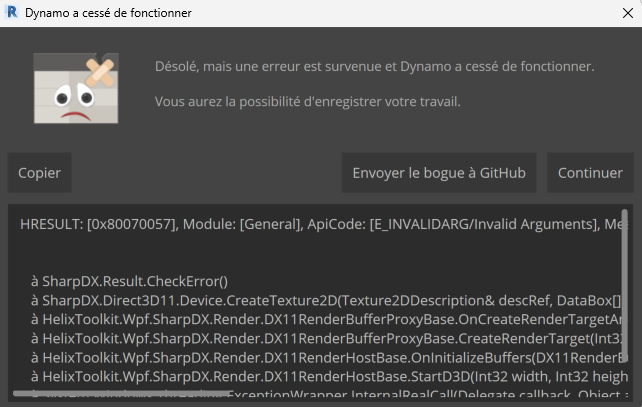 Dynamo crashing when trying to launch any script or create a new script ...