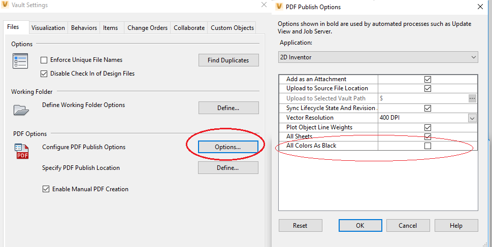PDF created from Vault job processor is monochrome and do not publish ...