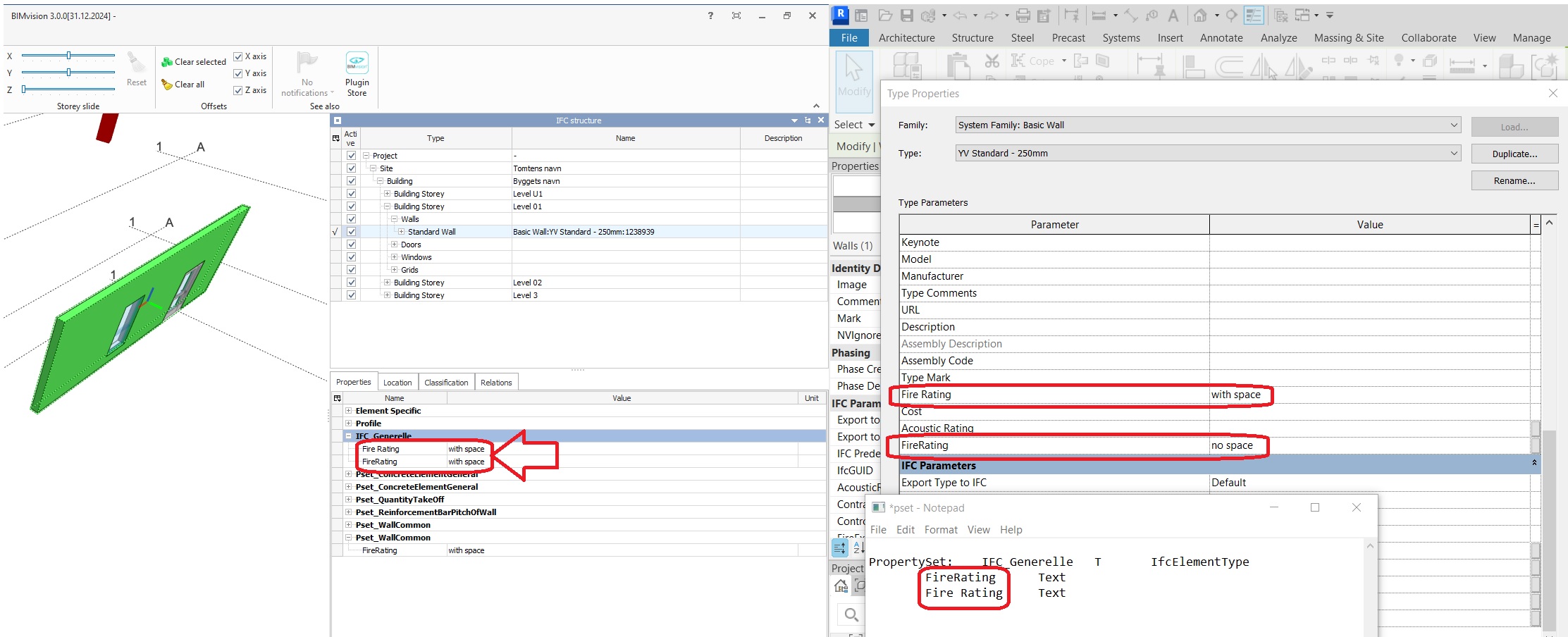 Wrong FireRating parameter value exported to IFC from Revit