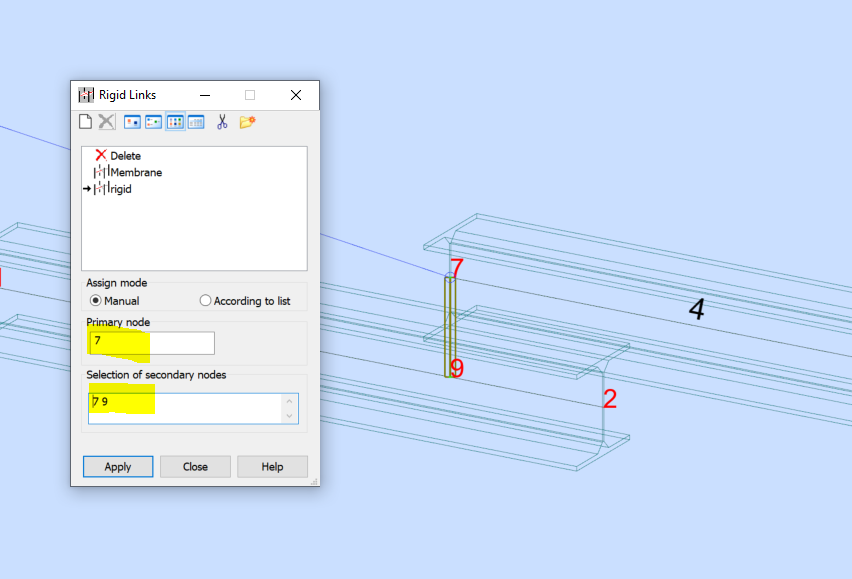How to connect two beams lying one over another to grant obtain the same displacements in Robot ...