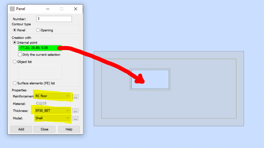 How to create separate panel inside slab to use it for uniform planar ...