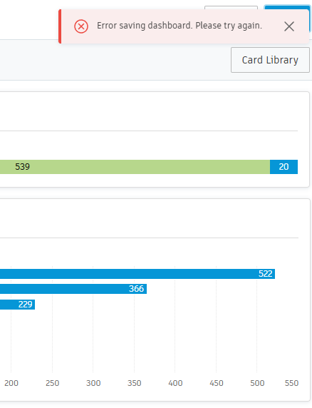 “Error saving dashboard...” appears while saving dashboard in ACC