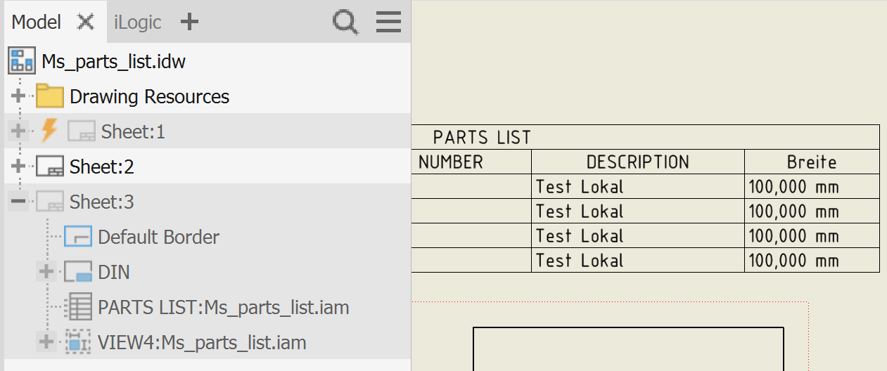 iProperty value not correct in parts list on different sheets in Inventor drawing