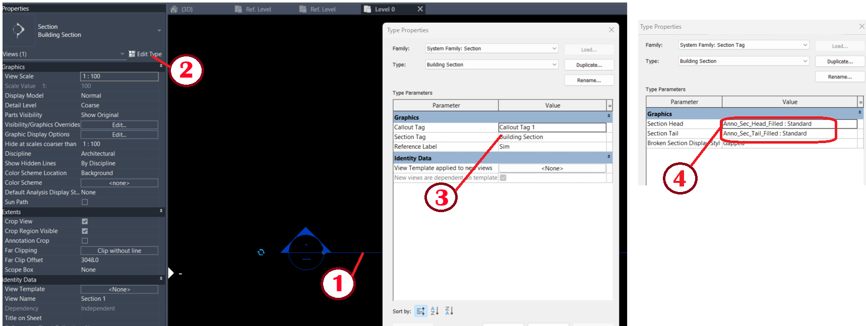 Section bubble not showing up in the floor plans in Revit