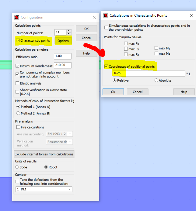 Is it possible to extract the design calculations at all verification points along the steel ...