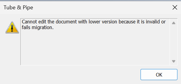 "Cannot edit the document with lower version because it is invalid or ...