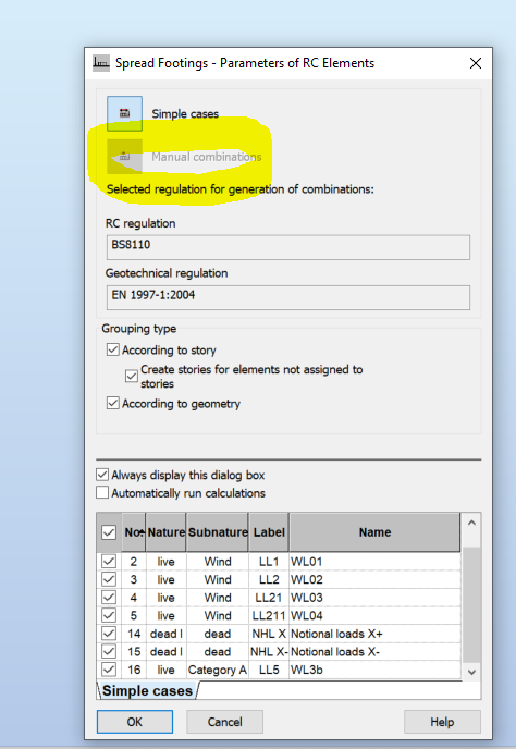 Manual combinations not exported to foundation design in Robot Structural Analysis