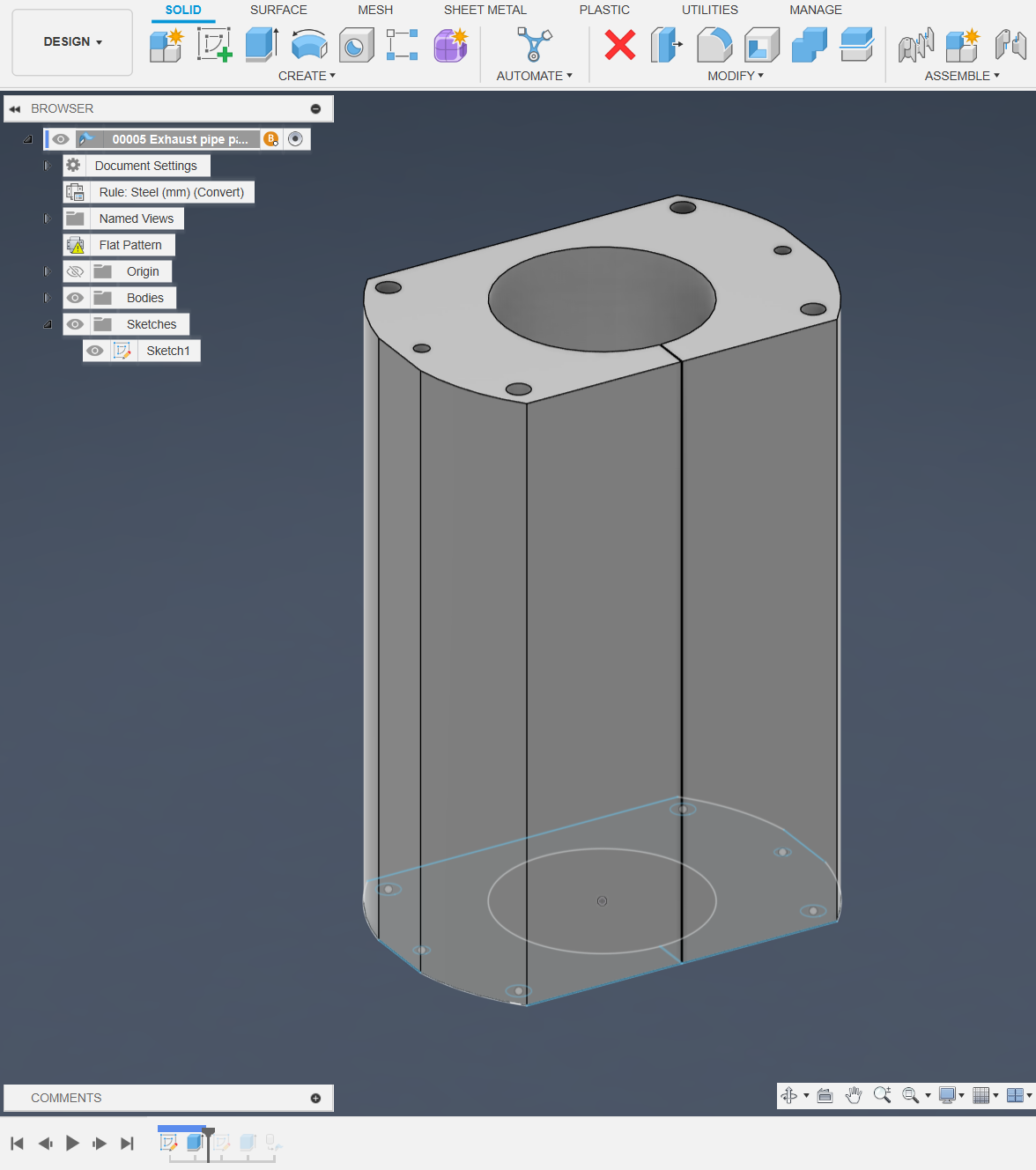 A 2D sketch needs to be used to create a curved Sheet Metal Component in Autodesk Fusion