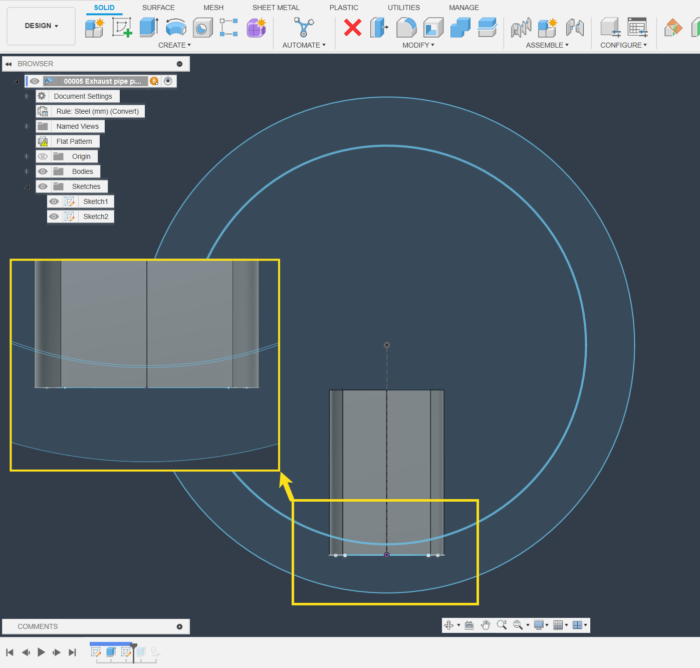 A 2D sketch needs to be used to create a curved Sheet Metal Component in Autodesk Fusion