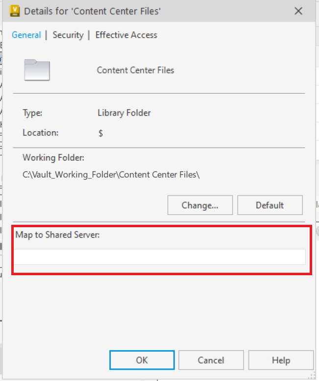 How "Map to Shared Server " option for library folders in vault works?
