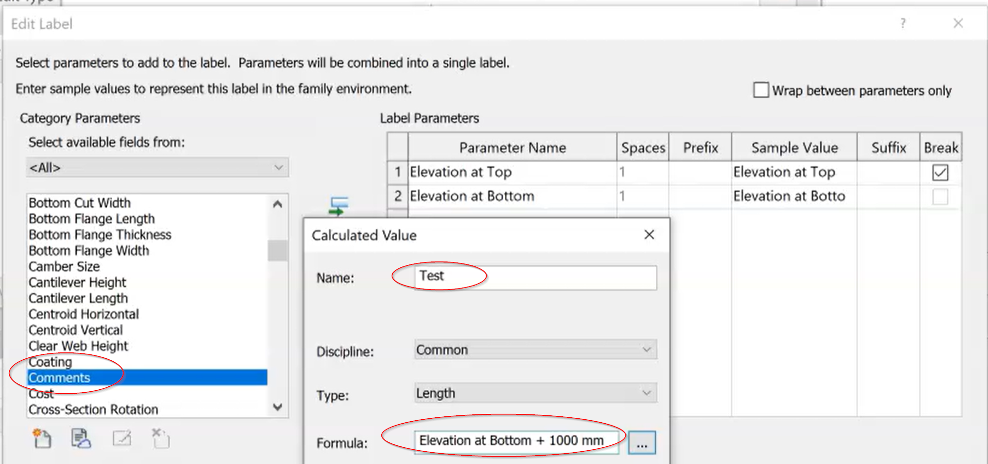 How to edit beam's coordinates in Revit labels