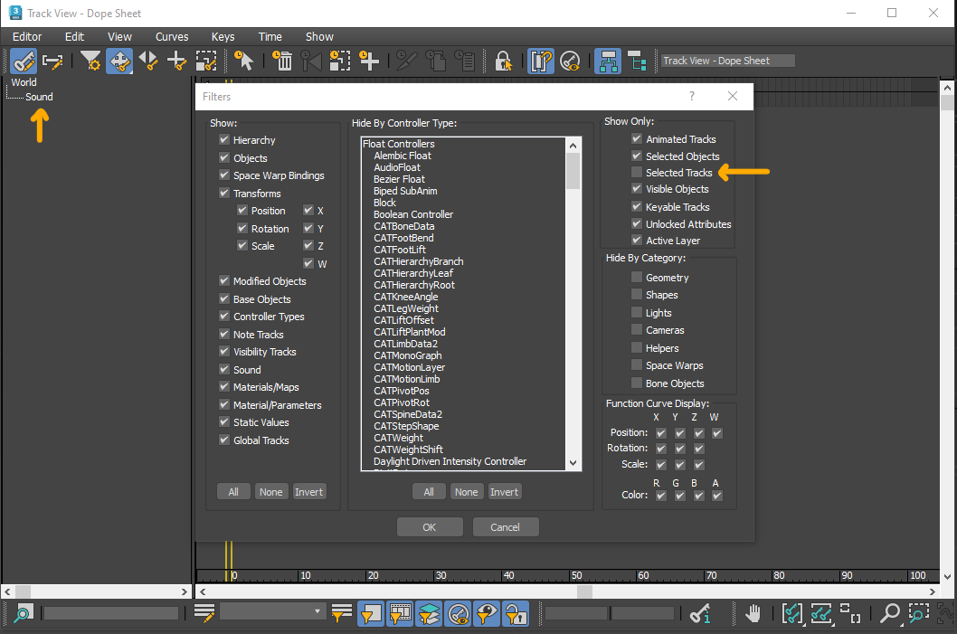 3ds Max 2025의 도프 시트에 사운드가 나타나지 않음