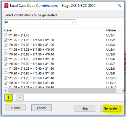"Lack of load cases in definition of code combinations" message appears ...