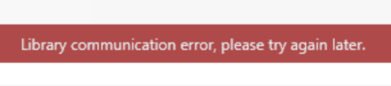 "Library communication error..." appears on Unifi