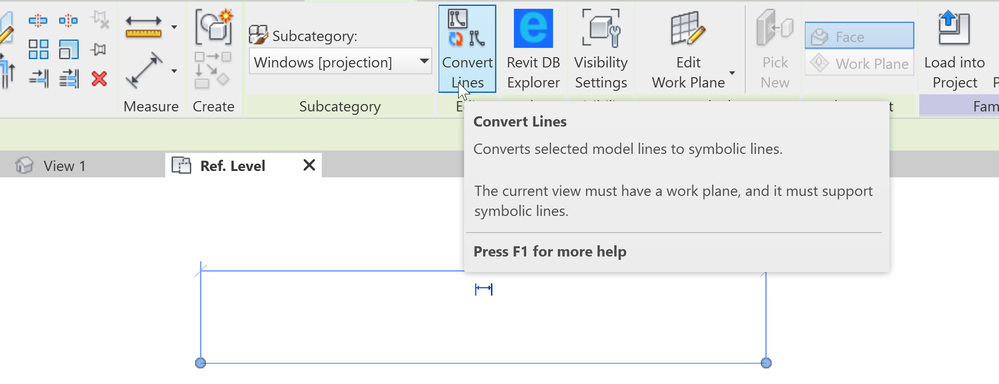 Cannot convert model lines to symbol lines on a specific computer in Revit