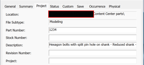 How to get the Part Number of a content center part which is placed as custom displayed in the ...