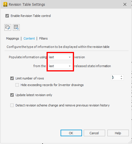 Inventor drawings do not contain the correct revision reason in revision table when passing from ...