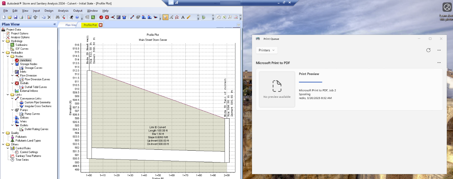 Cannot print to PDF SSA Profile Plot in Civil 3D