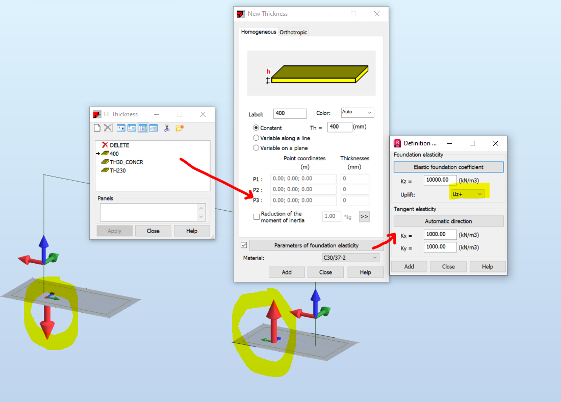 Not symmetrical results for symmetrical structure supported with slab ...