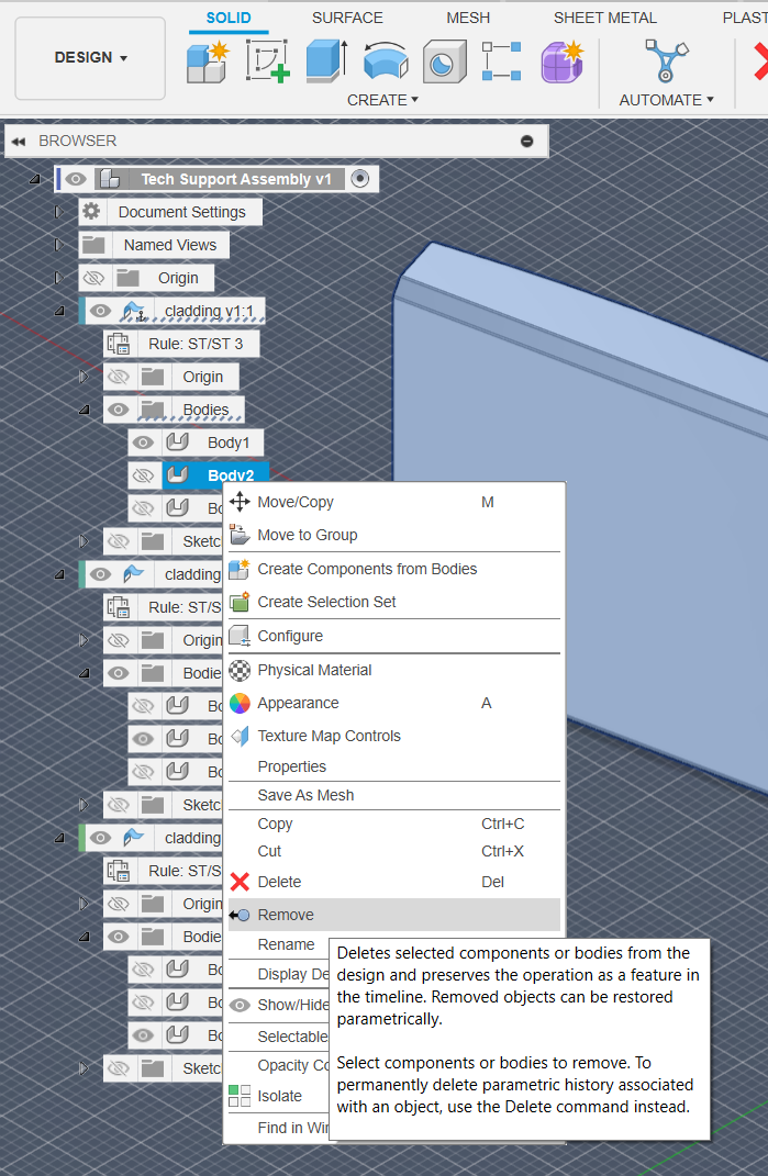 Create Components from Bodies command does not work for sheet metal bodies in Autodesk Fusion