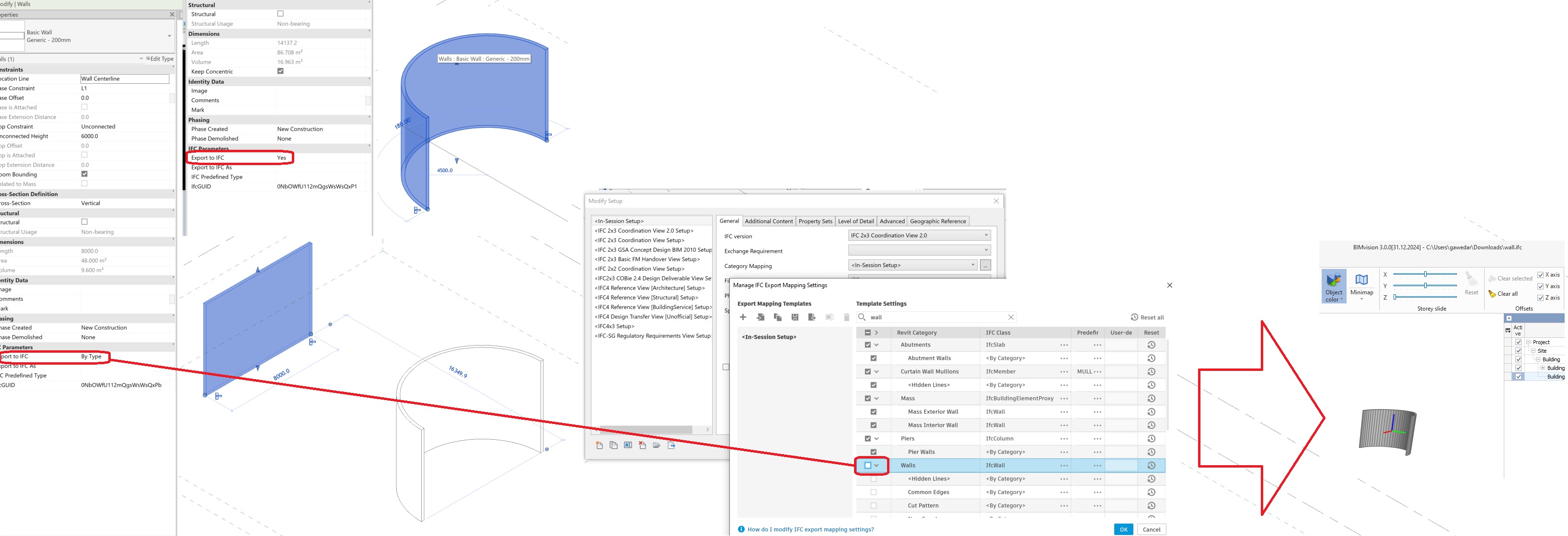 The same name of my family instead Type using "Export to IFC" set "By Type" exporting IFC from Revit