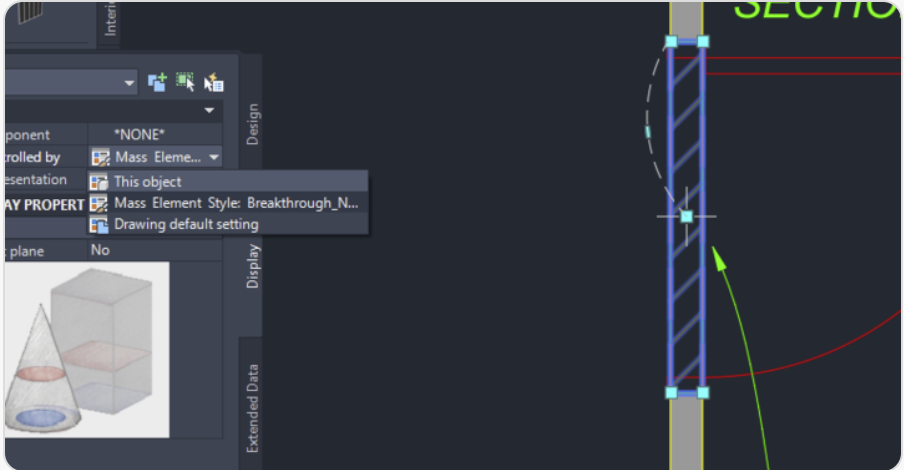 Unable to assign material or add a hatch to a mass element in AutoCAD Architecture