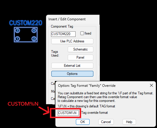 How to define a custom prefix for (DV) general device category in AutoCAD Electrical project?