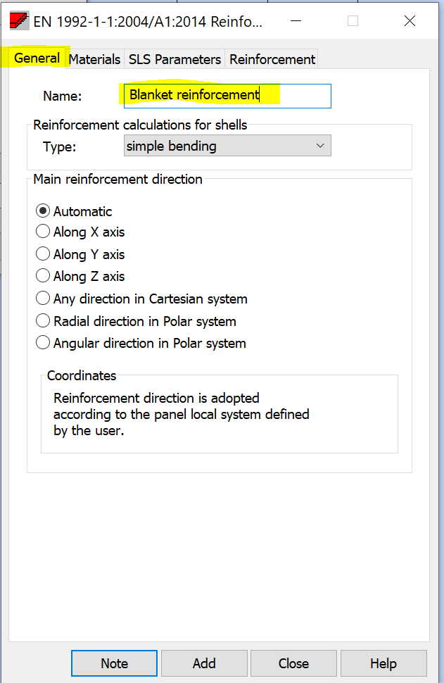 Is it possible to define "blanket" reinforcement while provided ...