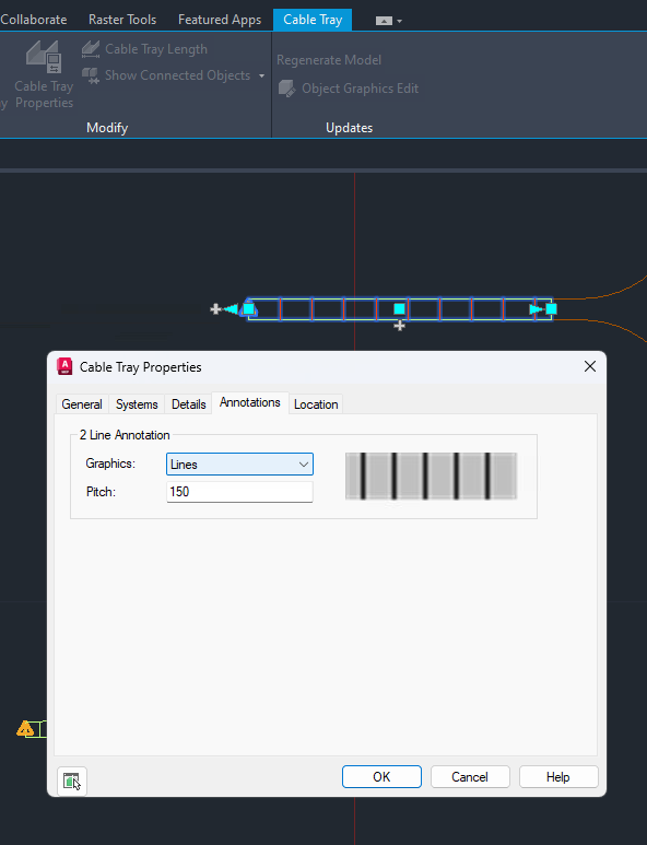 Cable tray ladders are not detailed in 3D views in AutoCAD MEP