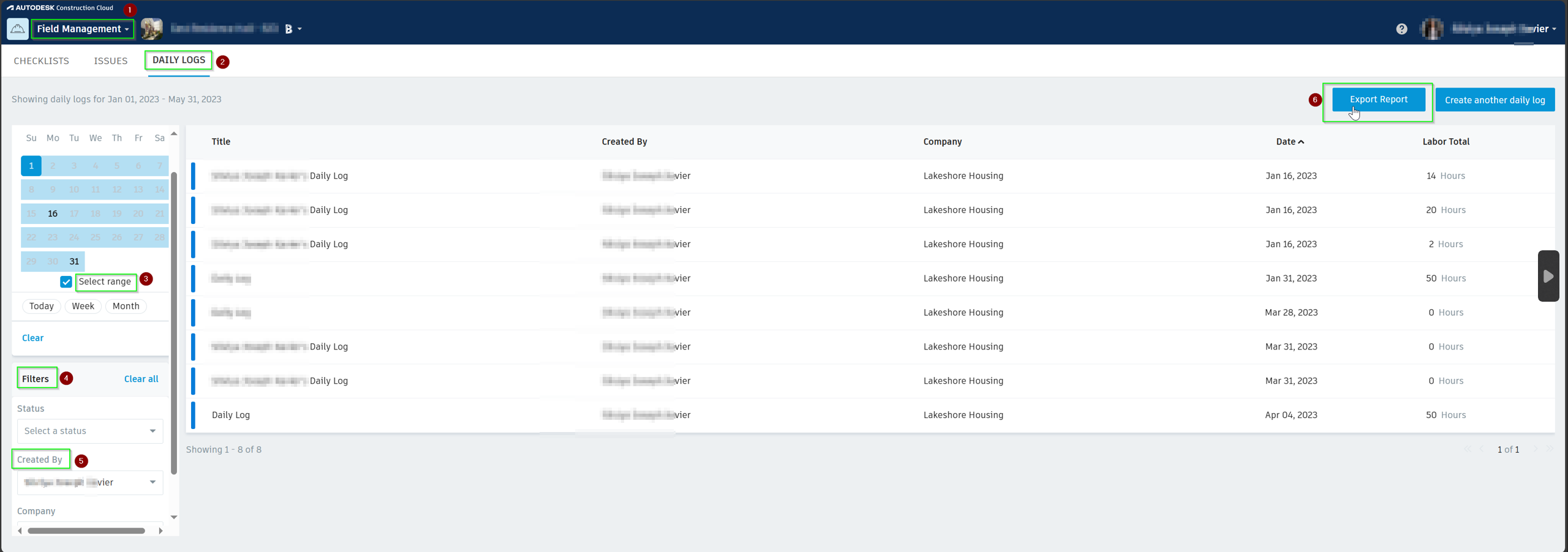 How to Create PDF Reports of Daily Logs by Author in BIM 360 for Non-Admins