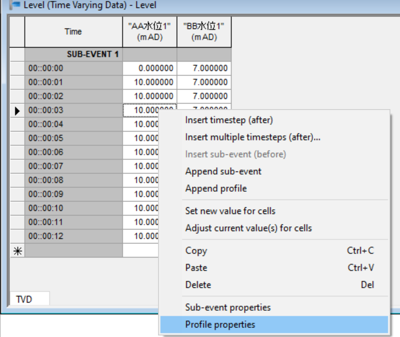 Level event is not applied in InfoWorks ICM after being imported from a generic .csv file