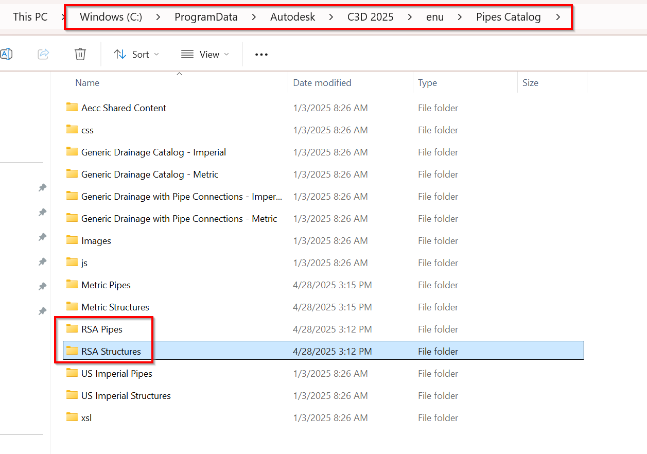 It is not possible to select RSA Pipe Catalogs in Civil 3D after ...