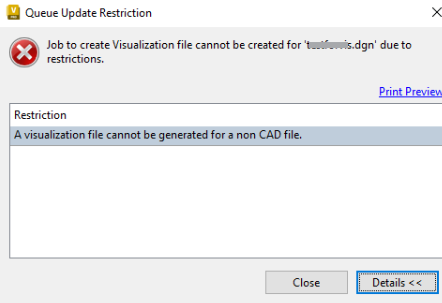 "A visualization file cannot be generated for a non CAD file" when trying to generate DWF from ...