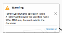Dynamo 中显示“FamilyType.ByName作失败错误”消息