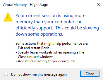 "Your current session is using more memory than your computer can ...