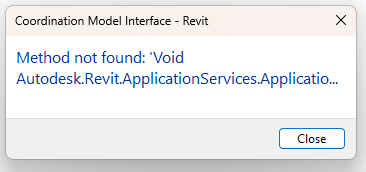 "Method not found: Void..." when opening a Revit workshared model from the cloud