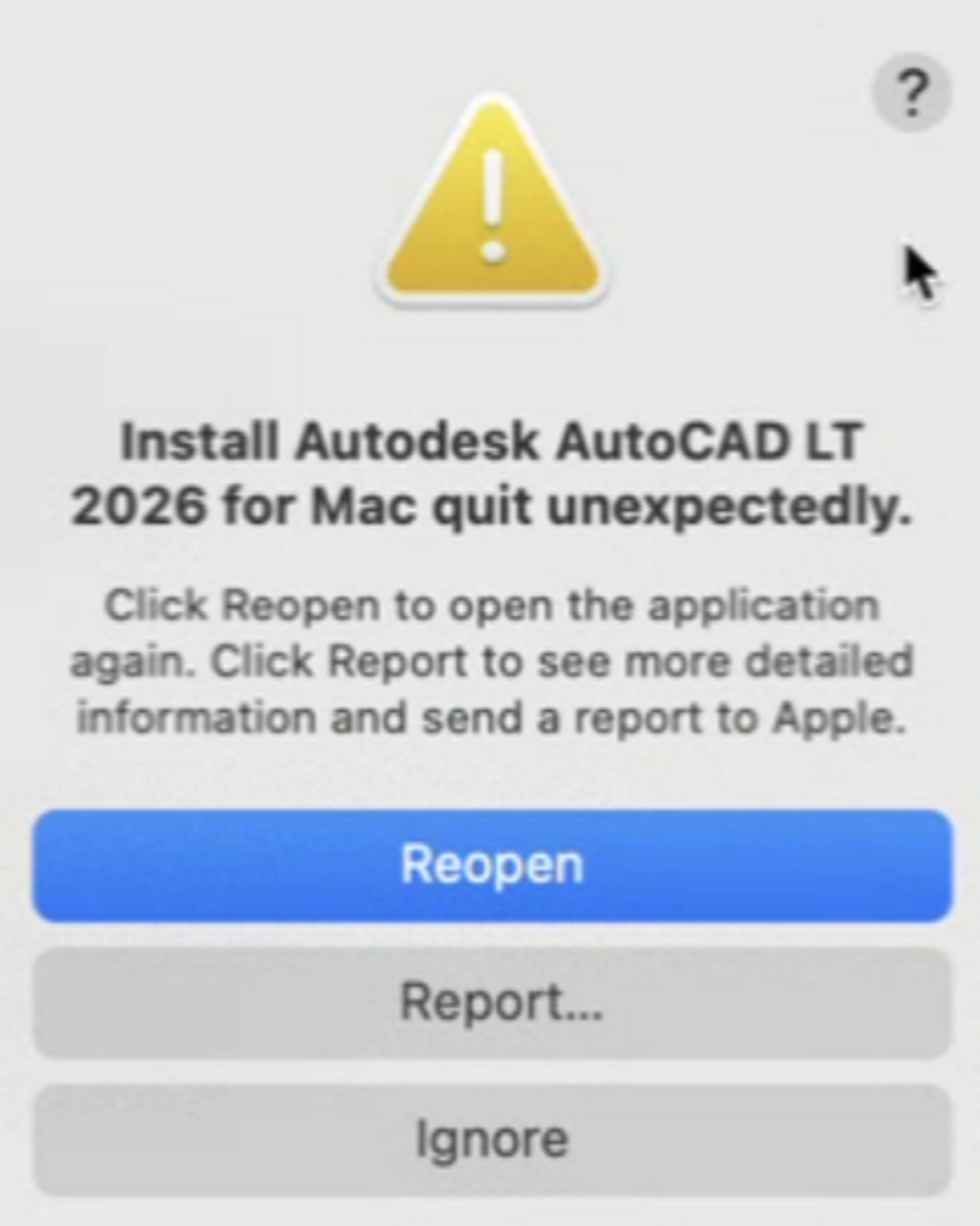 "Install Autodesk [Product_Name] for Mac quit unexpectedly." when installing Autodesk product