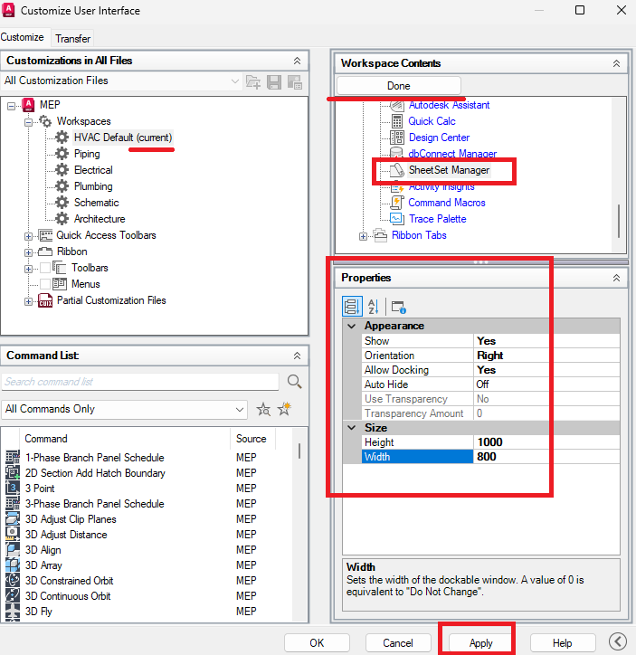 Sheet Set Manager palette does not appear in AutoCAD products