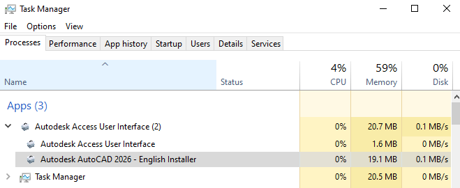 Autodesk installation or uninstallation remains stuck at 97%