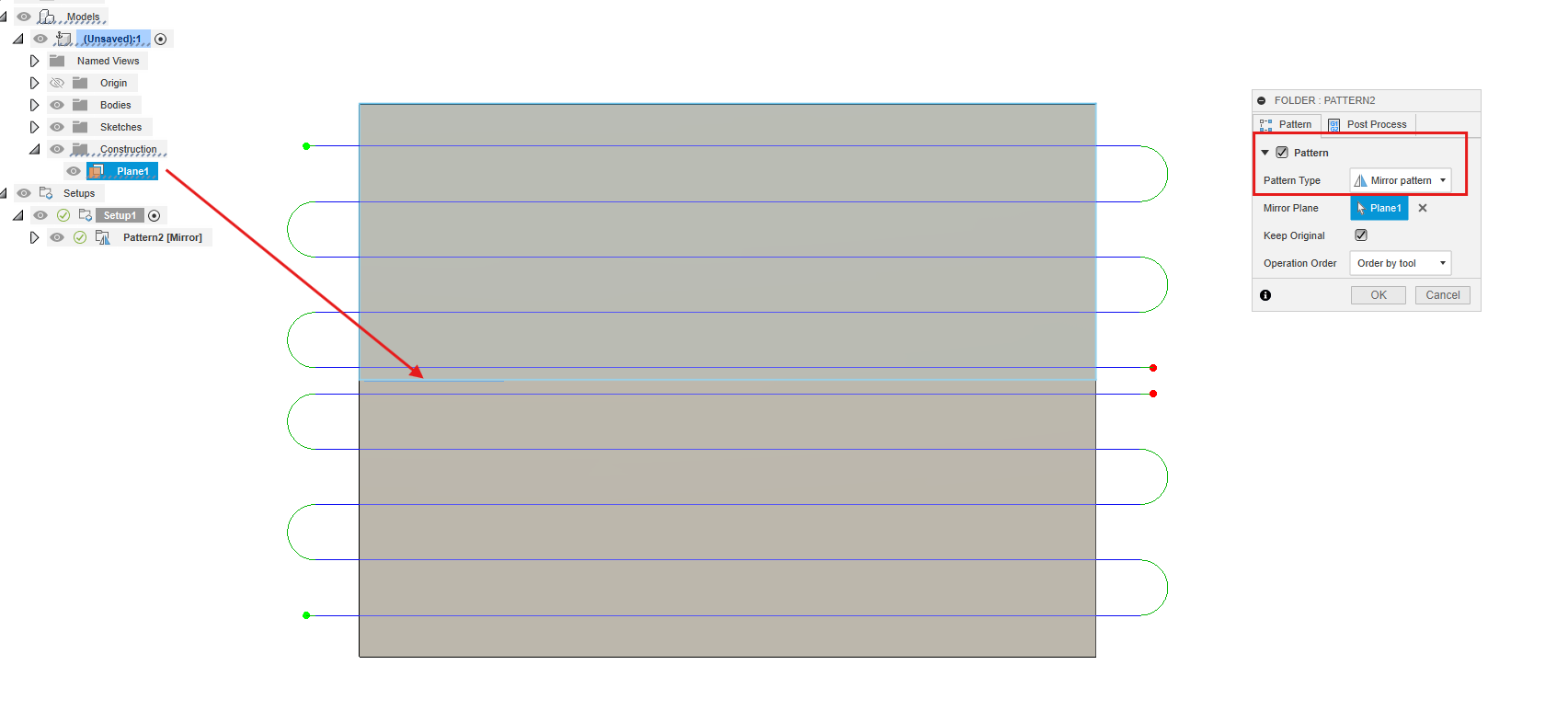 How to create a symmetric Facing toolpath in Fusion