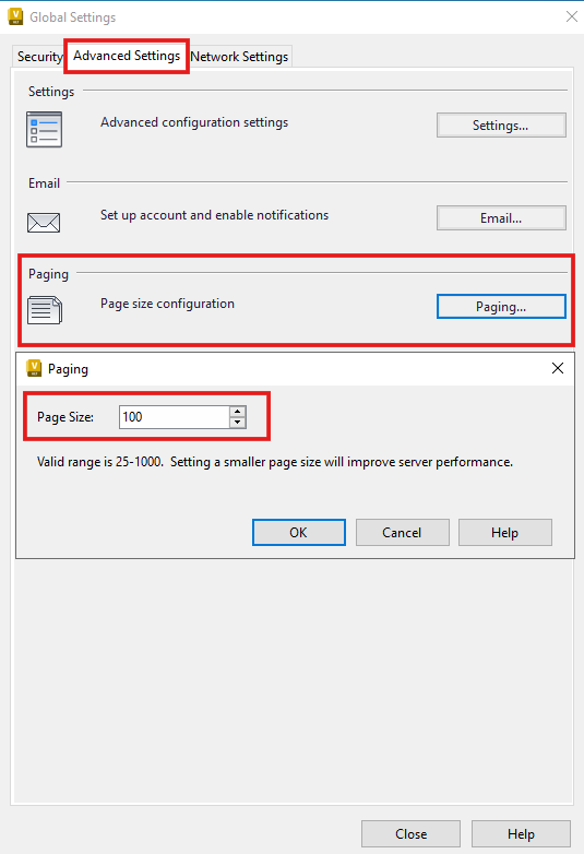 Updating page size limit to edit more files properties on screen at once within Vault