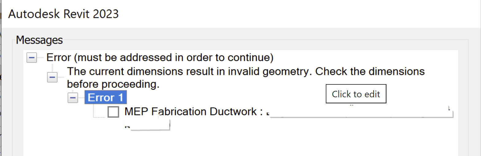 "The current dimensions result in invalid geometry" appears at specific ...