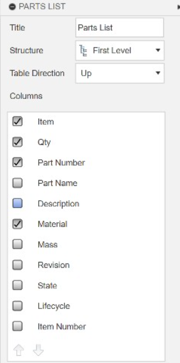 Is it possible to display area/length in the Drawing Parts List in Fusion
