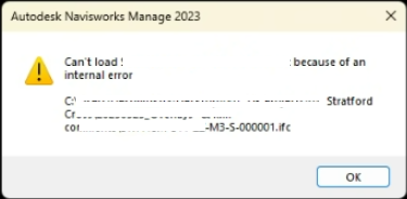 "Can't load because of an internal error" when trying to open a supported file type in Navisworks