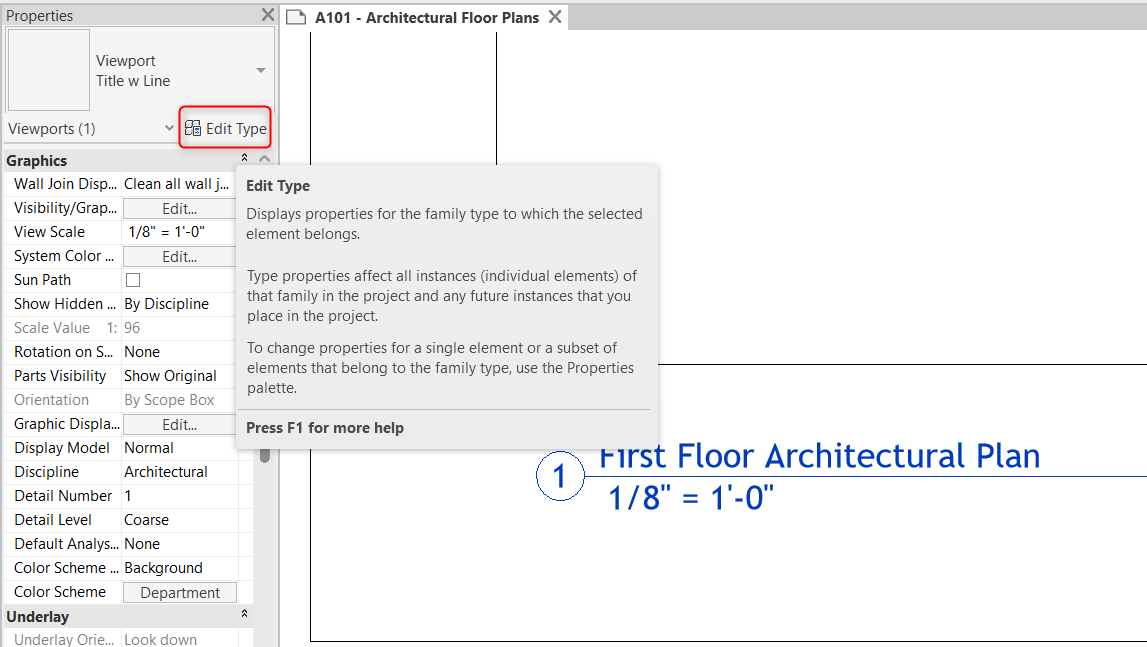 How to modify viewport title and scale text properties in Revit